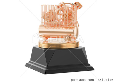 Air compressor golden award concept. 3D rendering - Stock Illustration ...
