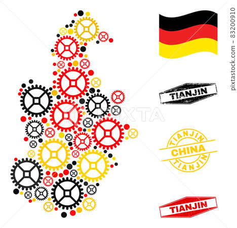Wheel Composition Tianjin City Map in German... - Stock Illustration ...