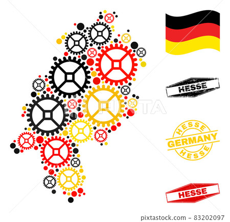Gearwheel Collage Hesse Land Map in German Flag... - Stock Illustration ...