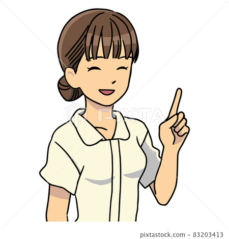 A smiling female nurse in a pointing pose - Stock Illustration ...