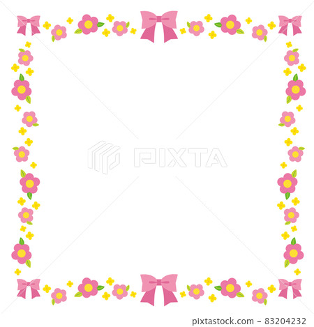 Cute ribbon and flower frame material - Stock Illustration [83204232 ...