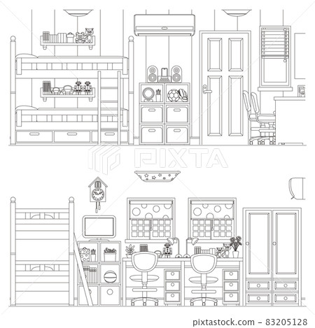 Interior line drawing vector illustration.... - Stock Illustration ...