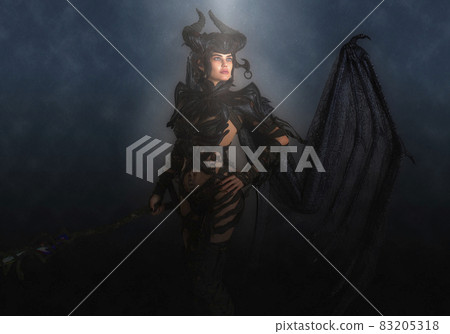 Black magic queen at night 3d illustration - Stock Illustration ...