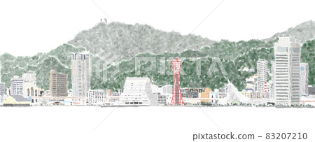 Kobe landscape (mountain) watercolor - Stock Illustration [83207210 ...