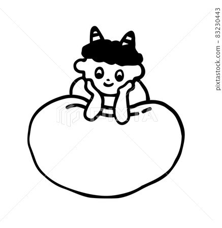 A demon with a cheek stick on a bean - Stock Illustration [83230443 ...