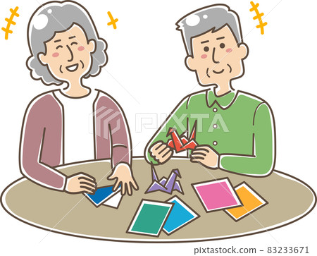Elderly people doing origami - Stock Illustration [83233671] - PIXTA