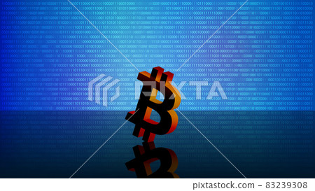 Bitcoin BTC token symbol on mirror floor on...-插圖素材 [83239308] - PIXTA圖庫