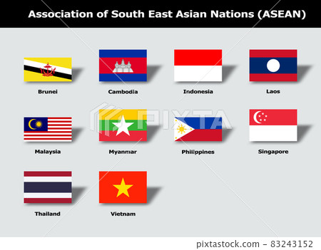 3D illustration flags of ASEAN - Stock Illustration [83243152] - PIXTA