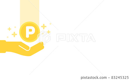 Point mark P coin and hand icon: Image material... - Stock Illustration ...