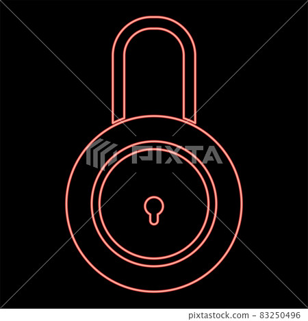 Neon lock red color vector illustration flat... - Stock Illustration ...