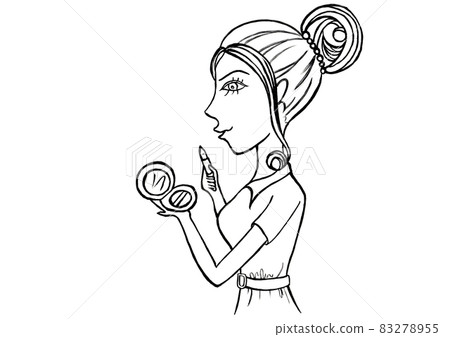 Young woman doing make-up compact and lipstick - Stock Illustration ...