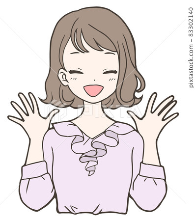 Happy young lady icon - Stock Illustration [83302140] - PIXTA
