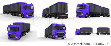 Set large purple truck with separate trailer,... - Stock Illustration ...