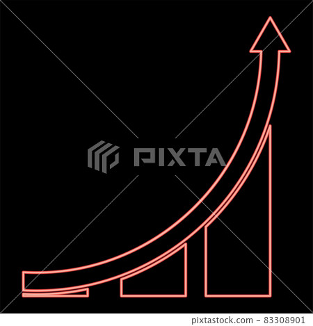 Neon graph red color vector illustration flat... - Stock Illustration ...