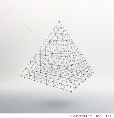 Wireframe mesh Polygonal pyramid. Pyramid of... - Stock Illustration ...