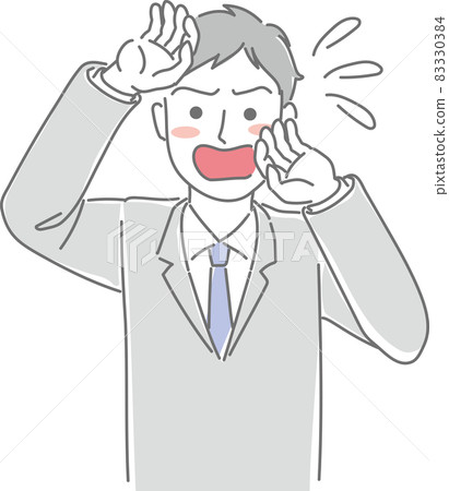 High school boy in a pose to avoid by holding... - Stock Illustration ...