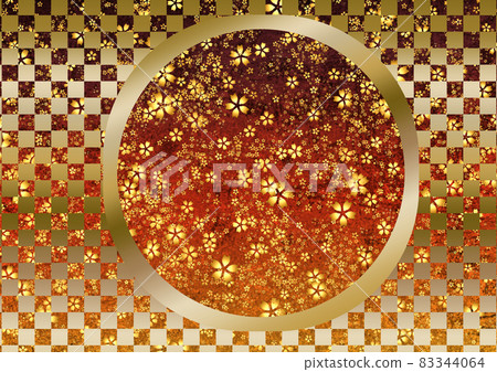 Gold, vermilion and cherry blossoms - Stock Illustration [83344064] - PIXTA
