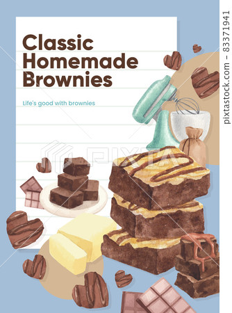 Poster template with homemade brownie... - Stock Illustration [83371941 ...