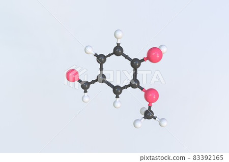 Vanillin molecule, scientific molecular model,... - Stock Illustration ...