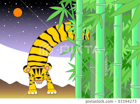 Tora New Year's card design, bamboo grove - Stock Illustration ...