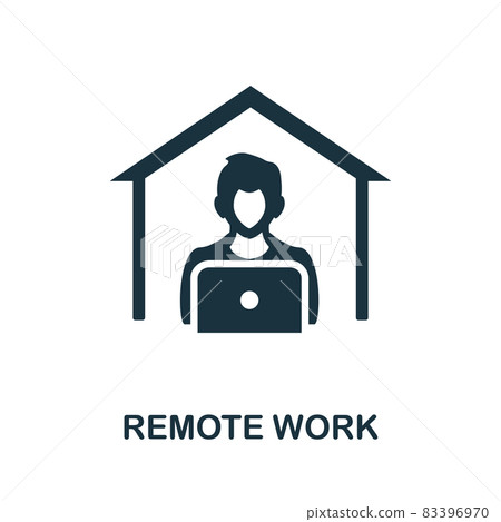Remote Work icon. Monochrome sign from lockdown... - Stock Illustration ...