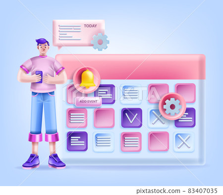 3D schedule calendar plan concept, vector busy... - Stock Illustration ...