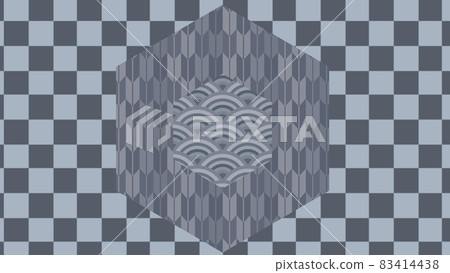 Yazaki Qinghai wave checkered pattern... - Stock Illustration [83414438 ...