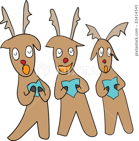 Illustration of three hand-painted reindeer... - Stock Illustration ...