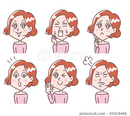Young woman upper body facial expression set - Stock Illustration ...