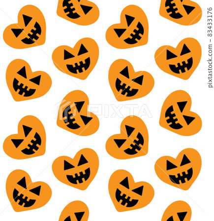 Vector seamless pattern of heart with pumpkin face - Stock Illustration ...