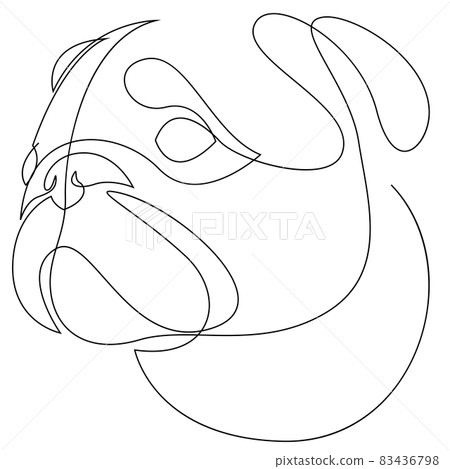 Pug vector Dog portrait. Continuous line. Dog... - Stock Illustration ...