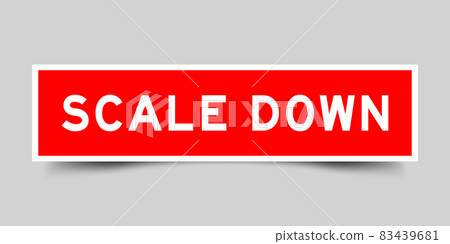 Square label banner with word scale down in red... - Stock Illustration ...