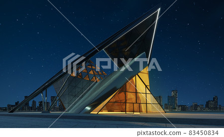 Contemporary triangle shape design building... - Stock Illustration ...