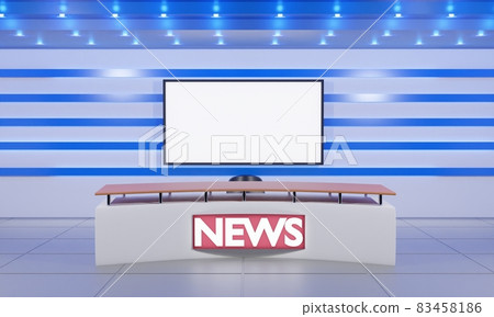 white table and lcd background in a news studio... - Stock Illustration ...