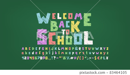 Colorful school chalk font, square shape... - Stock Illustration ...