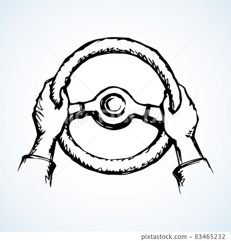 Hands holding the wheel. Vector drawing - Stock Illustration [83465232 ...
