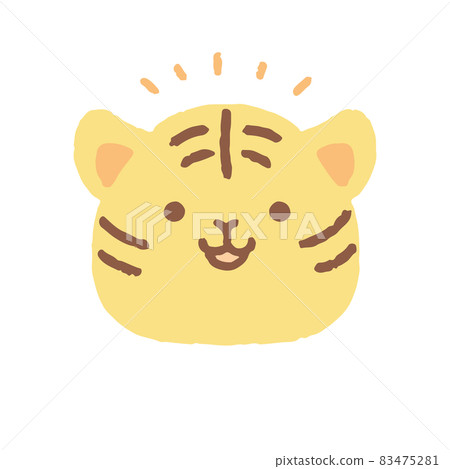 Illustration of a cute hand-painted tiger laughing - Stock Illustration ...