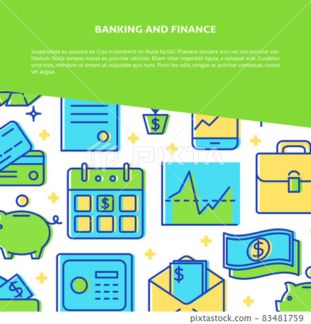 Banking and finance poster template in line... - Stock Illustration ...