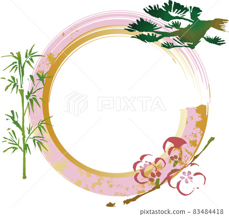 Frame ink ring Shochikuume brush ink painting... - Stock Illustration ...