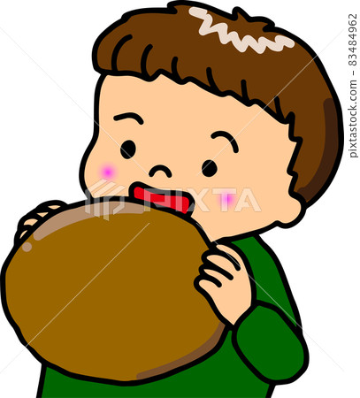 Children eating big bread - Stock Illustration [83484962] - PIXTA