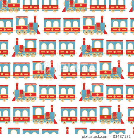 Seamless vector pattern with cute colorful trains. - Stock Illustration ...