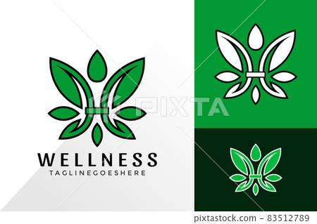 Letter H Butterfly Wellness Logo Vector Design,... - Stock Illustration ...