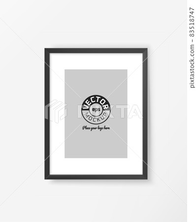 Black picture frame on a table. Vector mockup.... - Stock Illustration ...