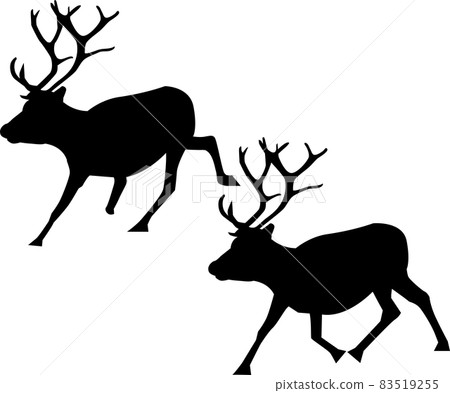 Silhouette of walking reindeer Shadow image - Stock Illustration ...