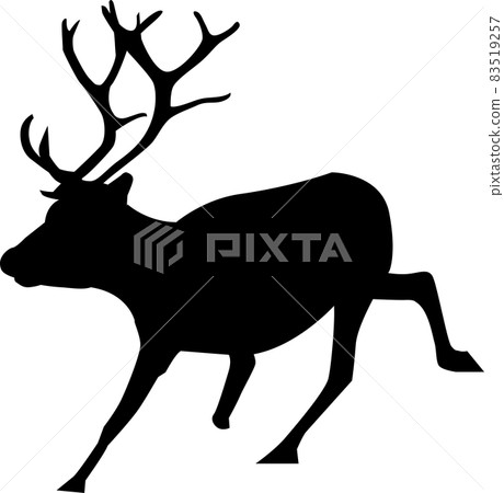 Silhouette of a running reindeer Shadow image - Stock Illustration ...