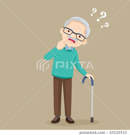 elderly man suffering from the memory loss - Stock Illustration ...