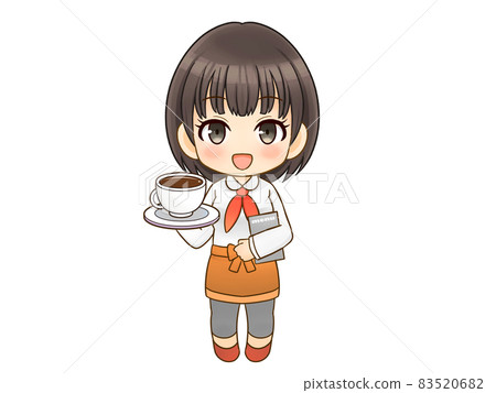 Cafe clerk girl_Chibi Chara 2 - Stock Illustration [83520682] - PIXTA