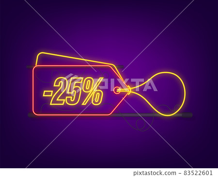 25 percent OFF Sale Discount neon tag. Discount... - Stock Illustration ...