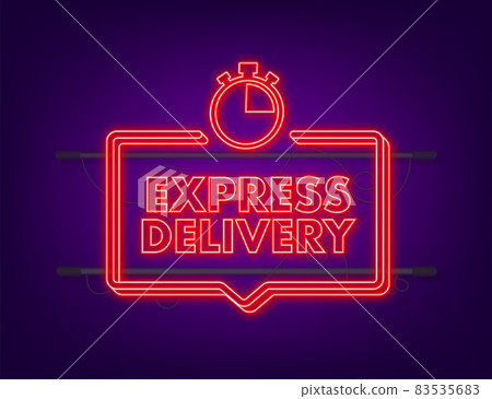 Express delivery service neon icon. Fast time... - Stock Illustration ...