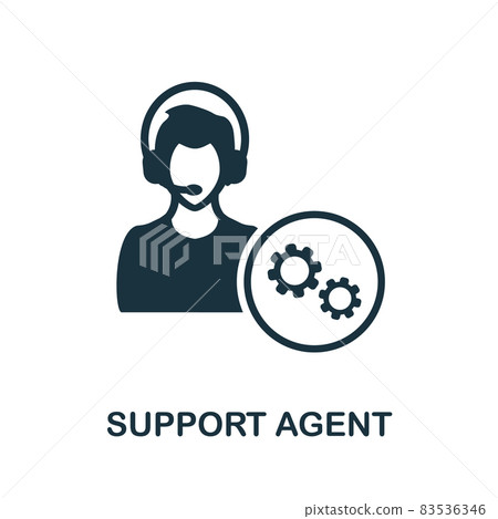 Support Agent icon. Monochrome sign from... - Stock Illustration ...